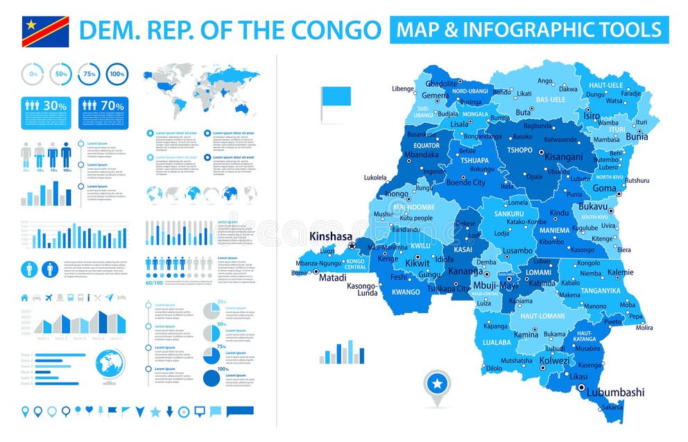 Democratic Republic of the Congo Infographic Map with Data ...