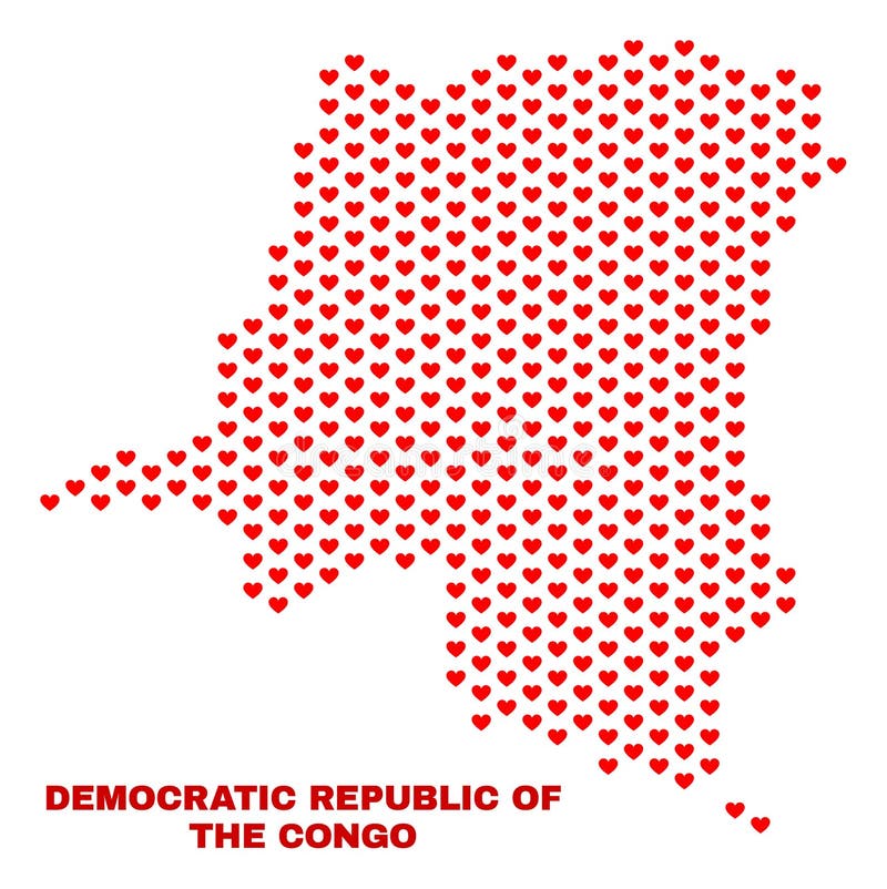 Democratic Republic of the Congo Map - Mosaic of Heart Hearts Stock ...