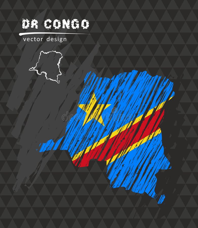 Dr Congo National Vector Drawing Map On White Background Stock Vector