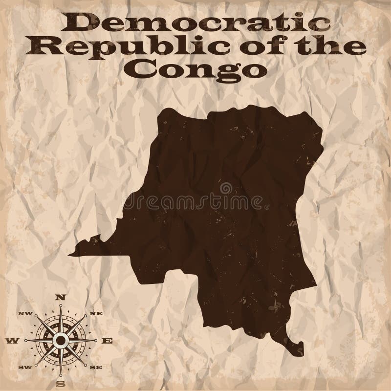 Democratic Republic of the Congo Old Map with Grunge and Crumpled Paper ...