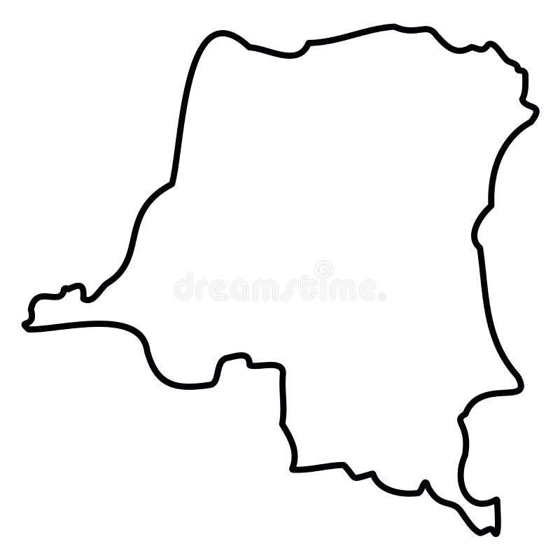 Map of Democratic Republic of the Congo Black Thick Outline Highlighted ...