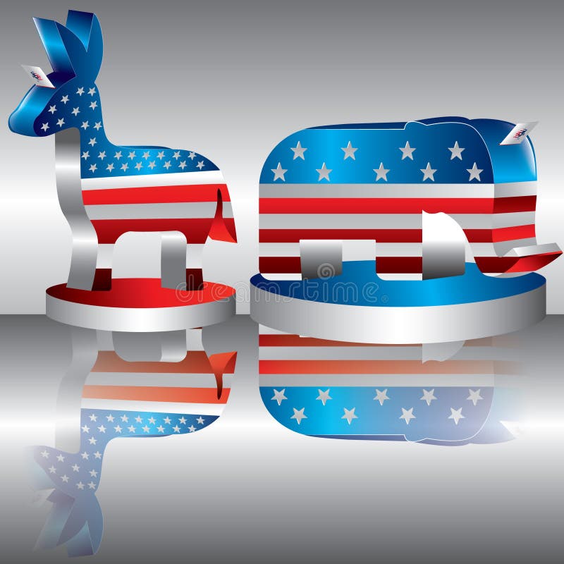 Democratic and Republican Party Symbols. Vector Illustration Decorative ...