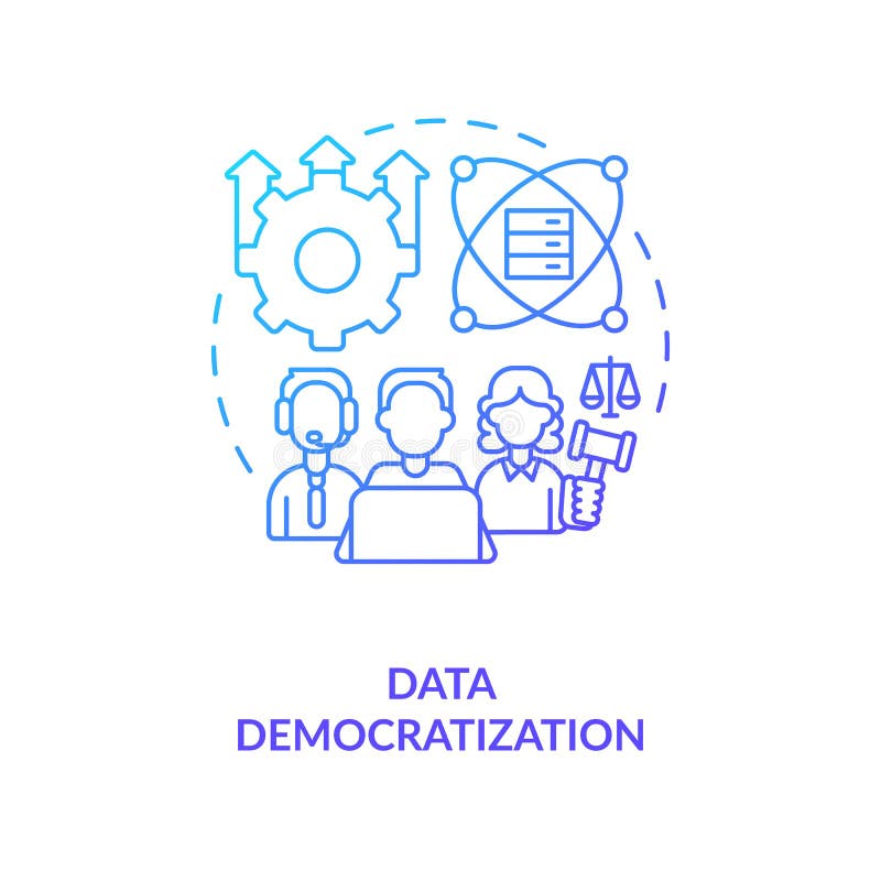 2d Data Democratization Layout With Linear Icons Stock Vector