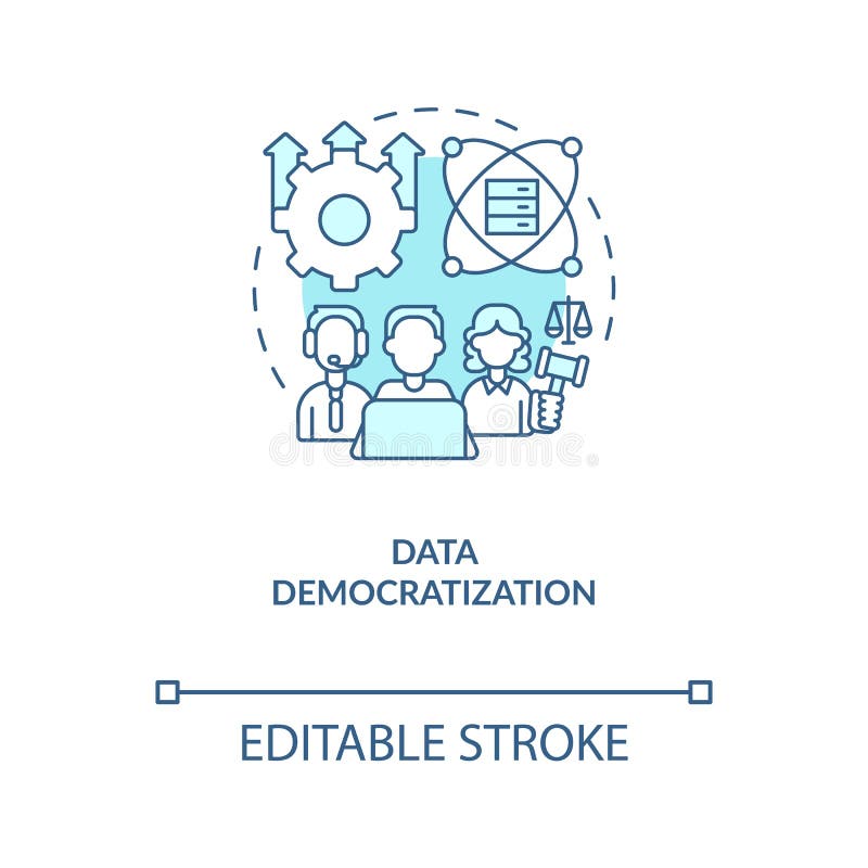 Data Democratization Layout With Linear Icons Concept Stock