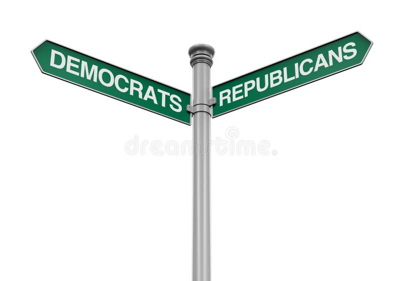 Democrats Republicans Direction Sign Stock Illustration - Illustration ...