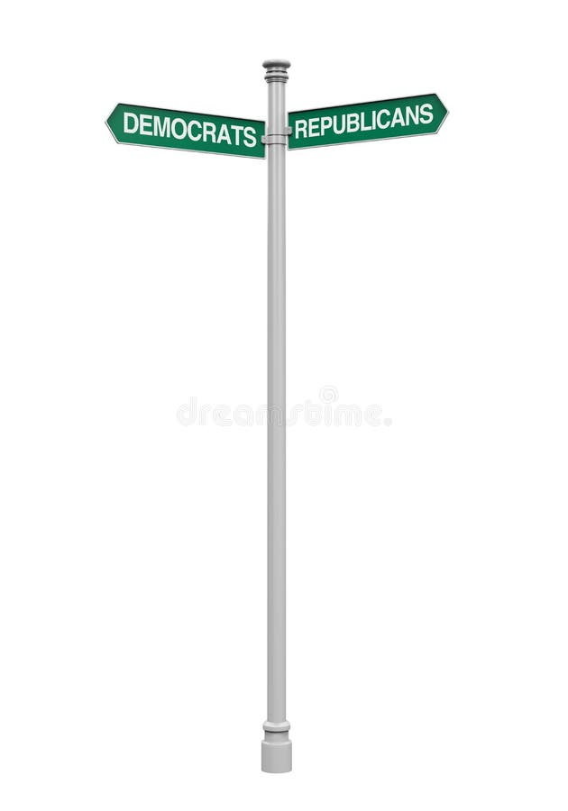 Democrats Republicans Direction Sign Stock Illustration - Illustration ...