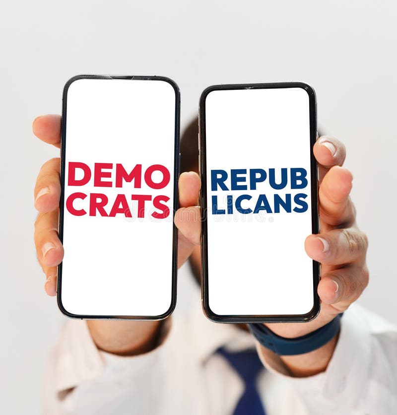 Democrats Vs Republicans Concept Background with Typography on Mobile ...