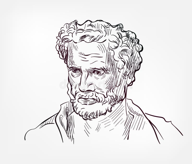 Democritus Vector Sketch Portrait Isolated Editorial Image ...