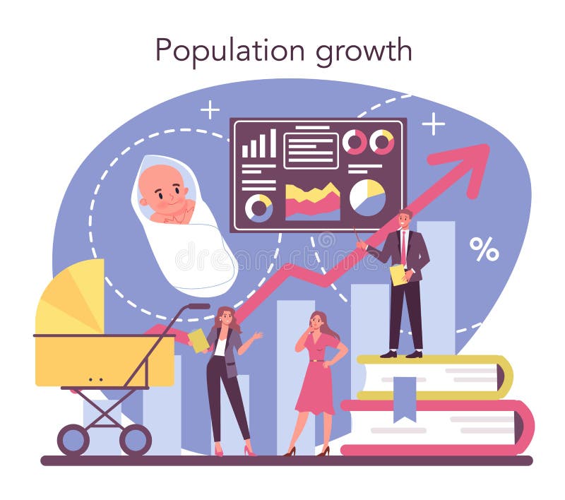Demographer Concept Set. Scientist Studying Population Growth Stock ...