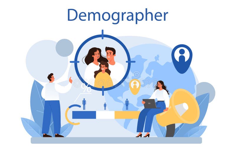 Demographer Concept. Scientist Studying Population Growth, Analyze Data ...