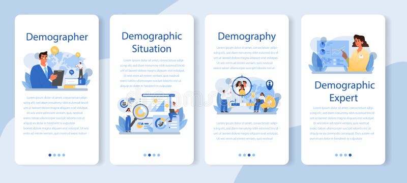 Demographer Mobile Application Banner Set. Scientist Studying ...