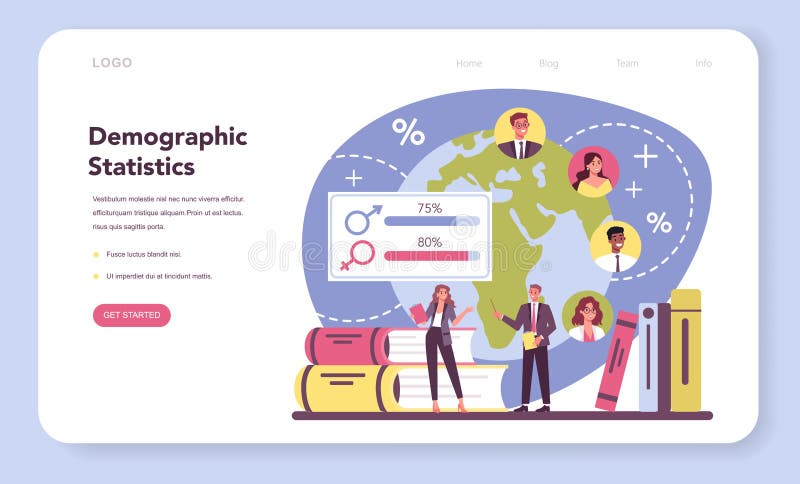 Demographer Web Banner or Landing Page. Scientist Studying Stock Vector ...