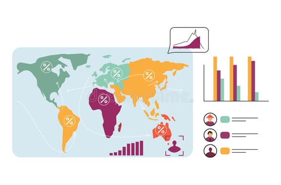 Demographic Statistics Data by Race Vector Infographic, World Map ...