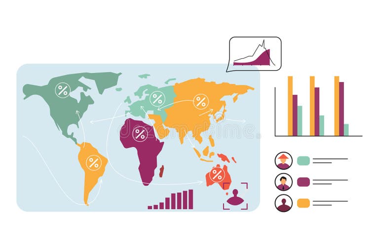 Demographic Statistics Data by Race Vector Infographic, World Map ...