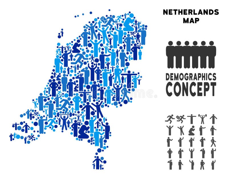 Demographics Netherlands Map Stock Vector - Illustration of crowd ...