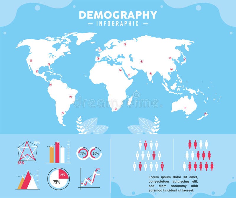 Demography Infographic and Planet Stock Vector - Illustration of maps ...
