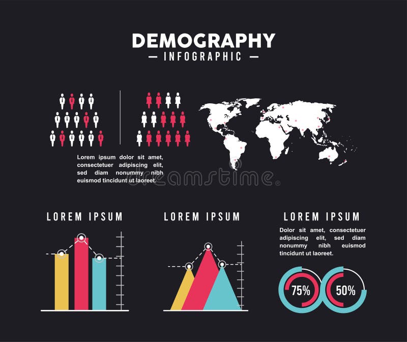 Demography Infographic Six Icons Stock Vector - Illustration of diagram ...