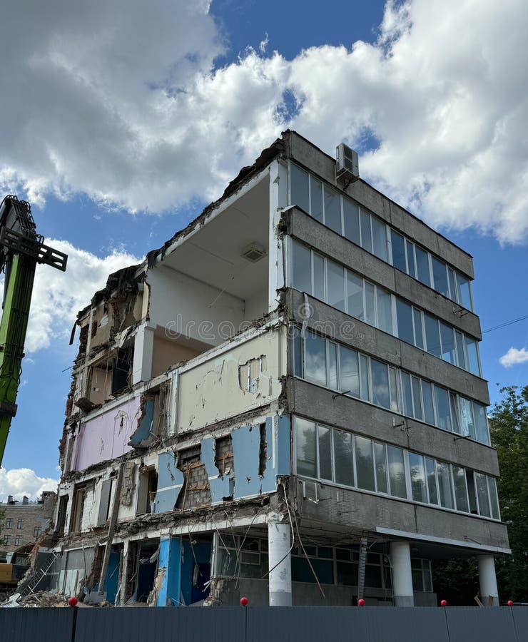 Demolished Building Surrounded with Rubble and Scrap. Stock Image ...