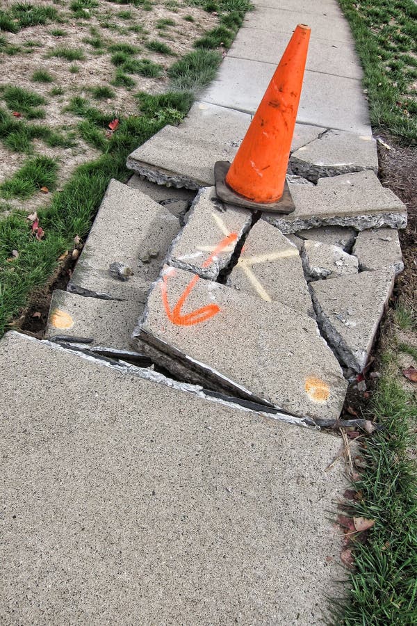Demolished City Street Broken Concrete Sidewalk Stock Image - Image of ...