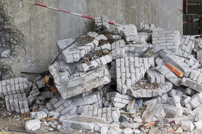 Demolished Construction Debris Scattered in a Pile Stock Image - Image ...