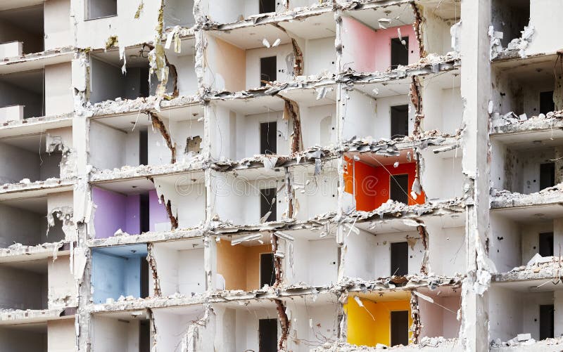 Demolished High Rise Building without Front Wall Stock Photo - Image of ...