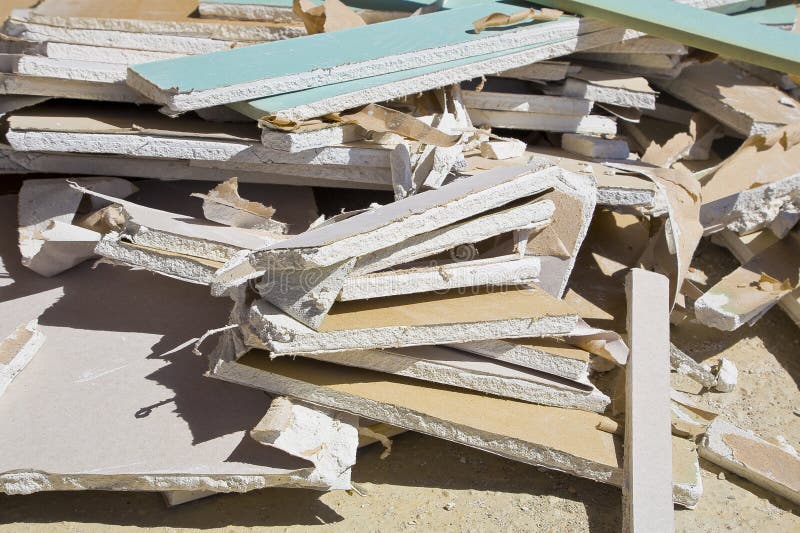 Demolished Plasterboard Wall, Made of Plaster and Cardboard, with ...