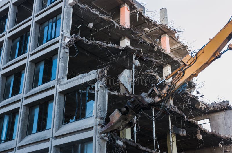 Demolishing Work on a Building Stock Image - Image of deserted, people ...