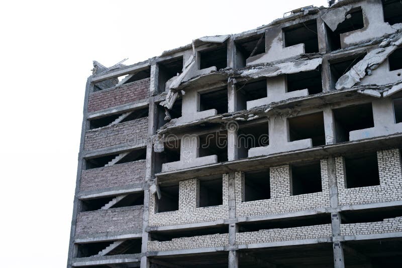 Demolition of an Apartment Building. Destroyed Multi-storey Building ...