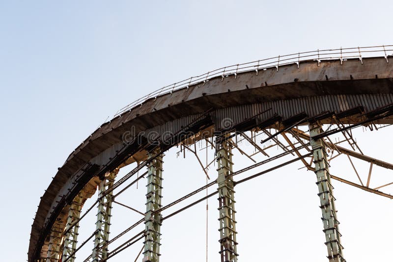 Demolition of the Arena. Old Metal Frame of the Building, Destroyed ...
