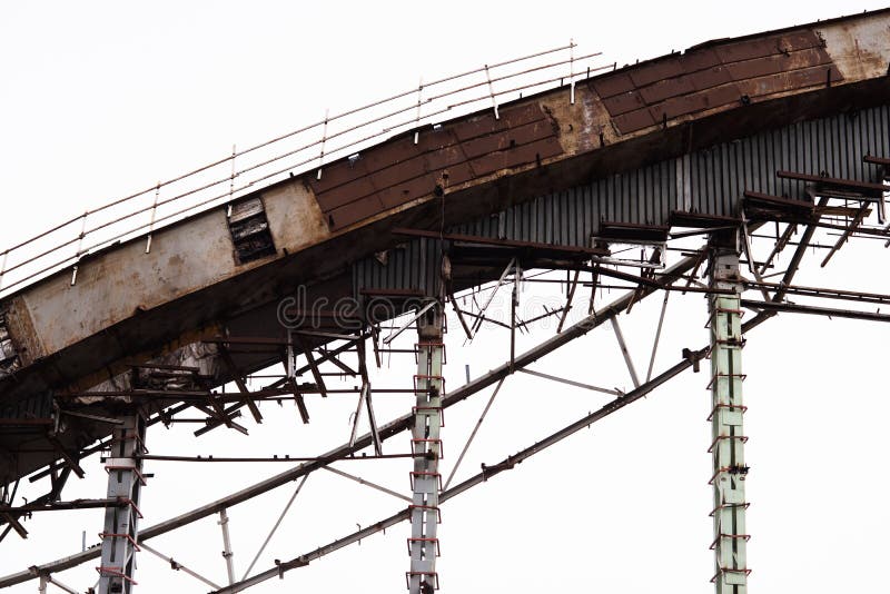 Demolition of the Arena. Old Metal Frame of the Building, Destroyed ...