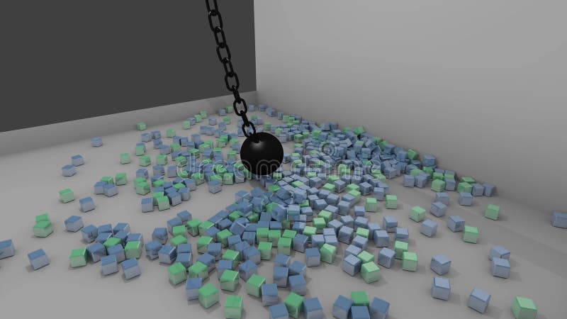 Demolition Ball Exploding Lots of Cubes Stock Video - Video of ...