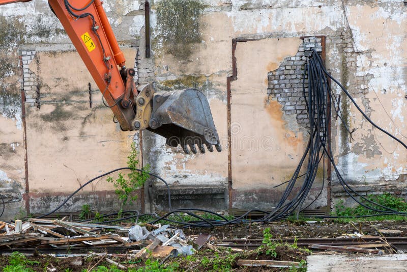 Demolition Building Excavator Demolition of the Building Stock Image ...
