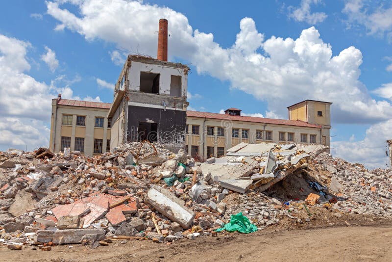 Demolition of the Old Factory Building - Poland Stock Photo - Image of ...