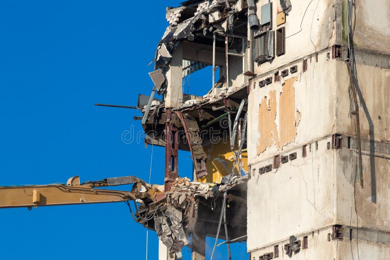 Demolition of a Building with Heavy Equipment Stock Image - Image of ...