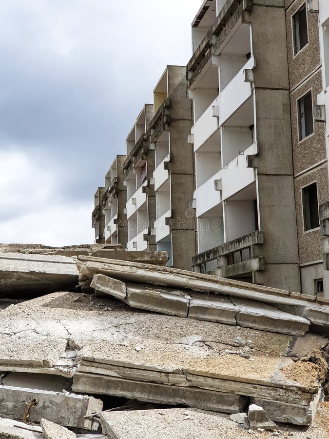 Demolition of a Building or House on a Construction Site Stock Photo ...