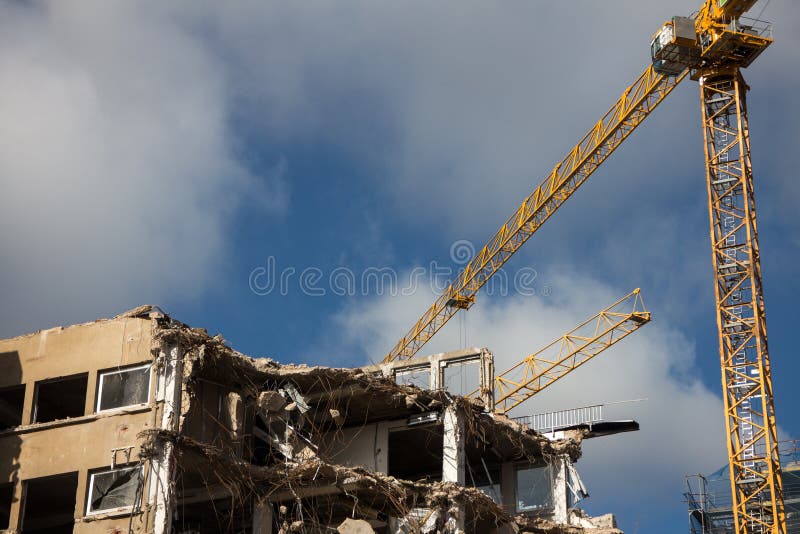 Demolition building stock image. Image of real, crane - 57595653