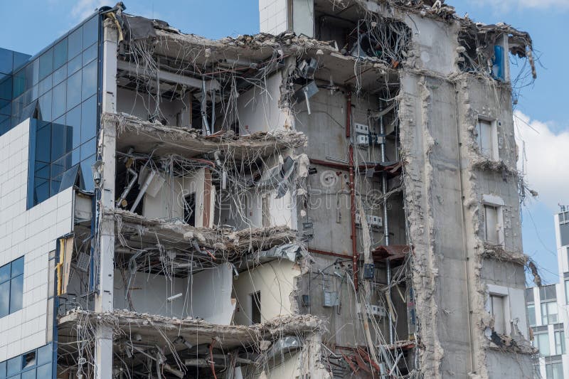 Demolition of a Building. the Wreckage of a Demolished Building Stock ...