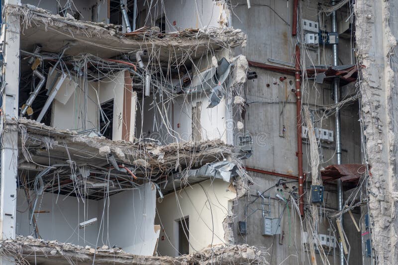 Demolition of a Building. the Wreckage of a Demolished Building Stock ...