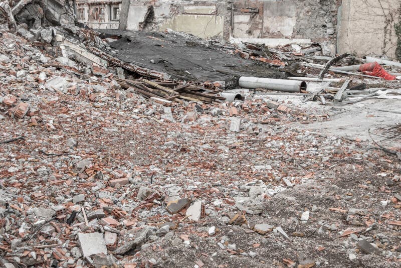 Demolition of buildings stock photo. Image of background - 164667910