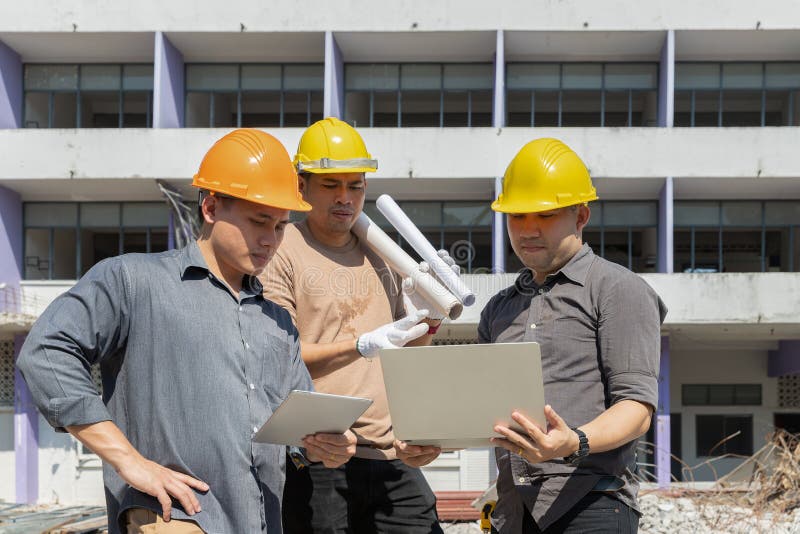 Demolition Control Supervisor and Contractor Discussing on Demolish ...