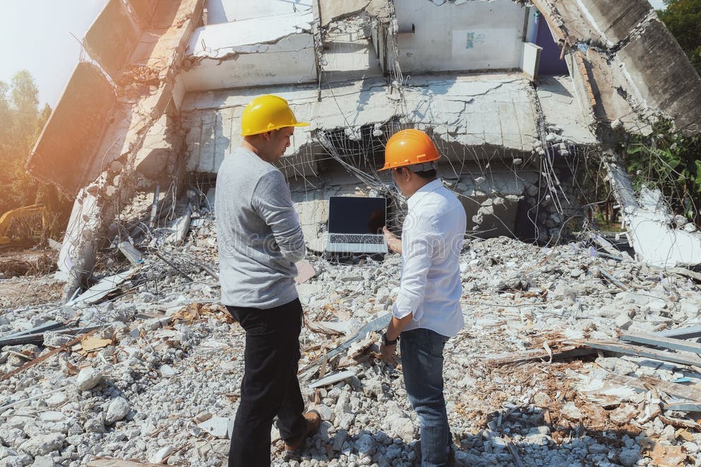 Demolition Control Supervisor and Contractor Discussing on Demolish ...