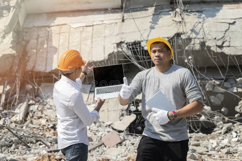 Demolition Control Supervisor or Foreman Thumbs Up on Demolish Building ...