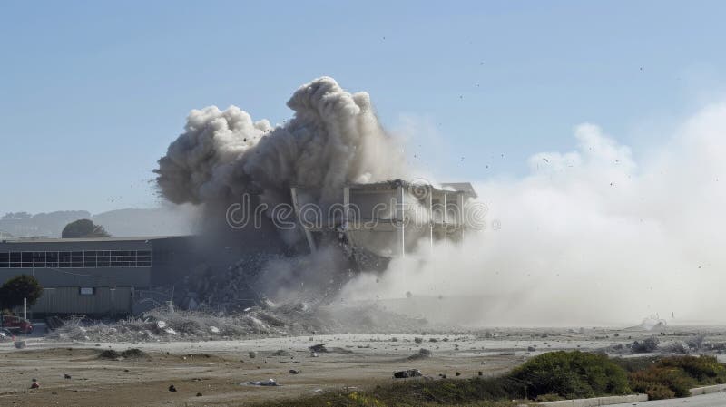 A Demolition Crew Using Controlled Explosions To Safely Bring Down a ...
