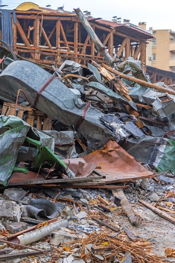 Demolition Debris stock photo. Image of metal, europe - 236808046