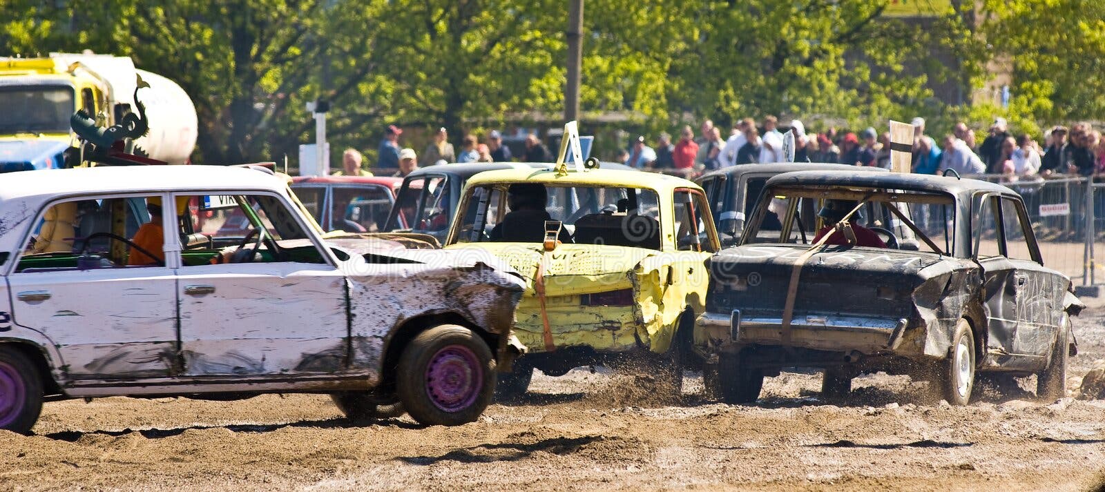 Demolition Derby Cars stock image. Image of smashed, dirt - 5308983