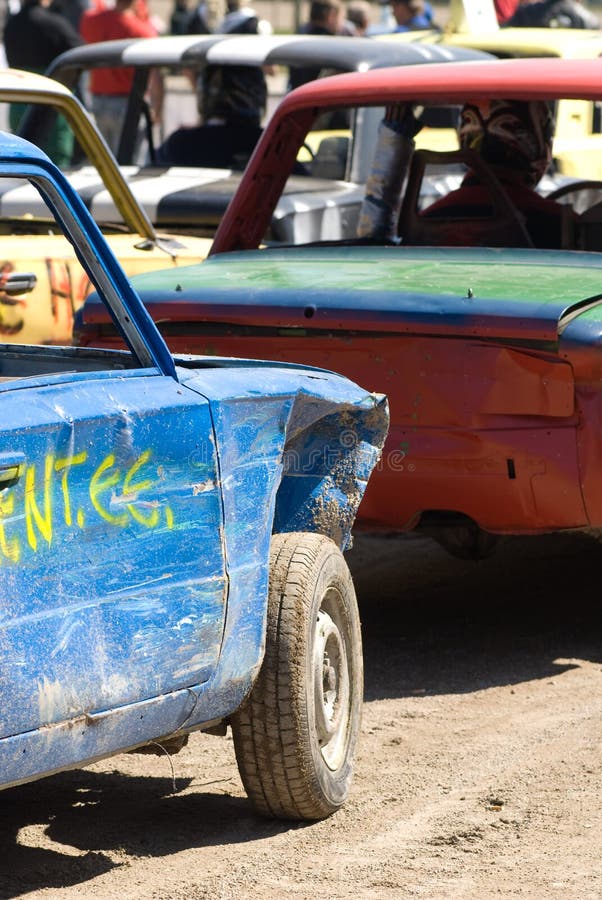Demolition Derby Car Three Collide Editorial Photography - Image of ...