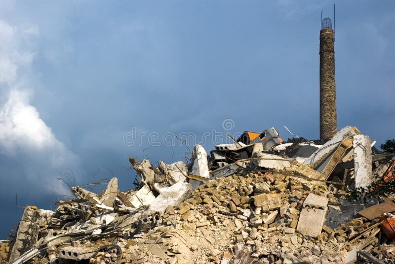 Demolition of factory stock photo. Image of scene, construction - 10050100