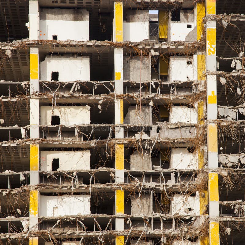 Demolition Going on in Large Building Stock Image - Image of city ...