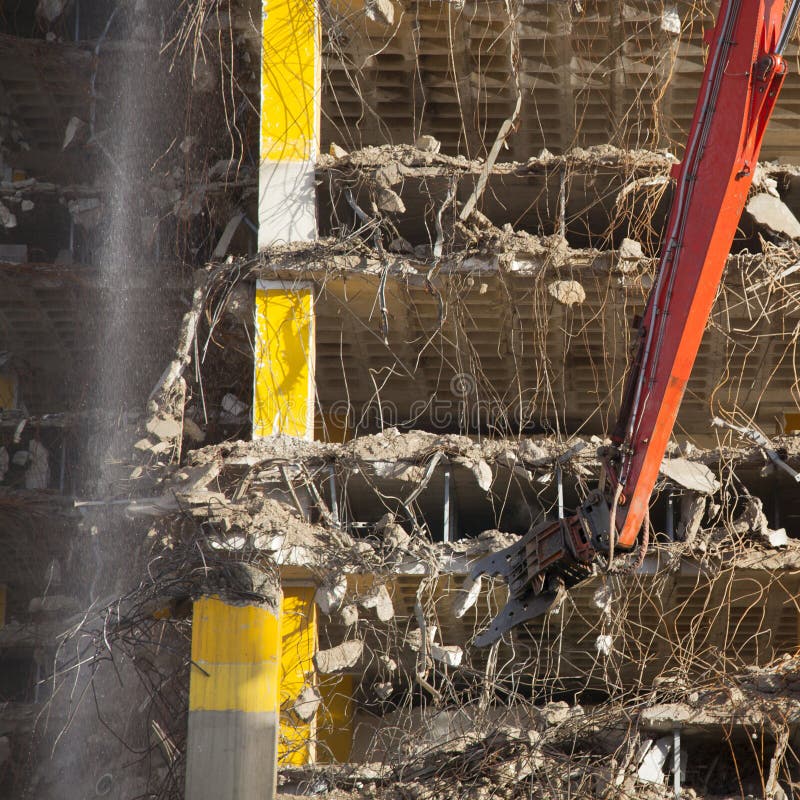 Demolition Going on in Large Building Stock Photo - Image of brick ...
