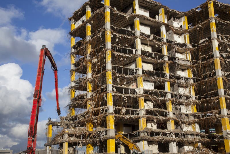 Demolition Going on in Large Building Stock Image - Image of dismantle ...